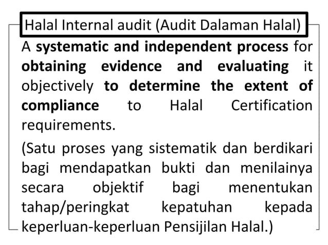 Halal internal audit checklist slides | PDF
