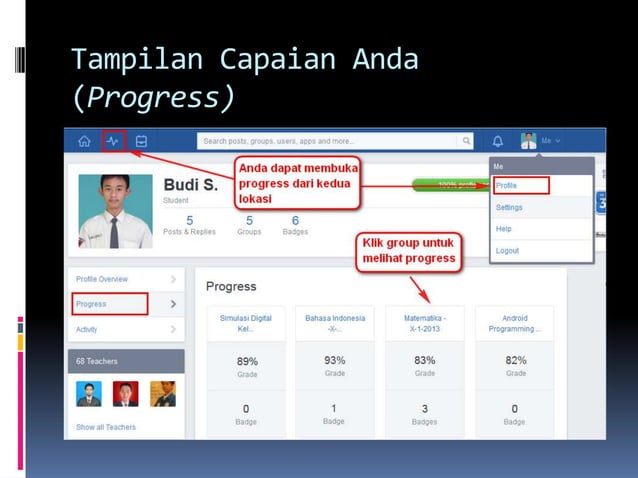 Halaman beranda pada akun siswa | PPTX