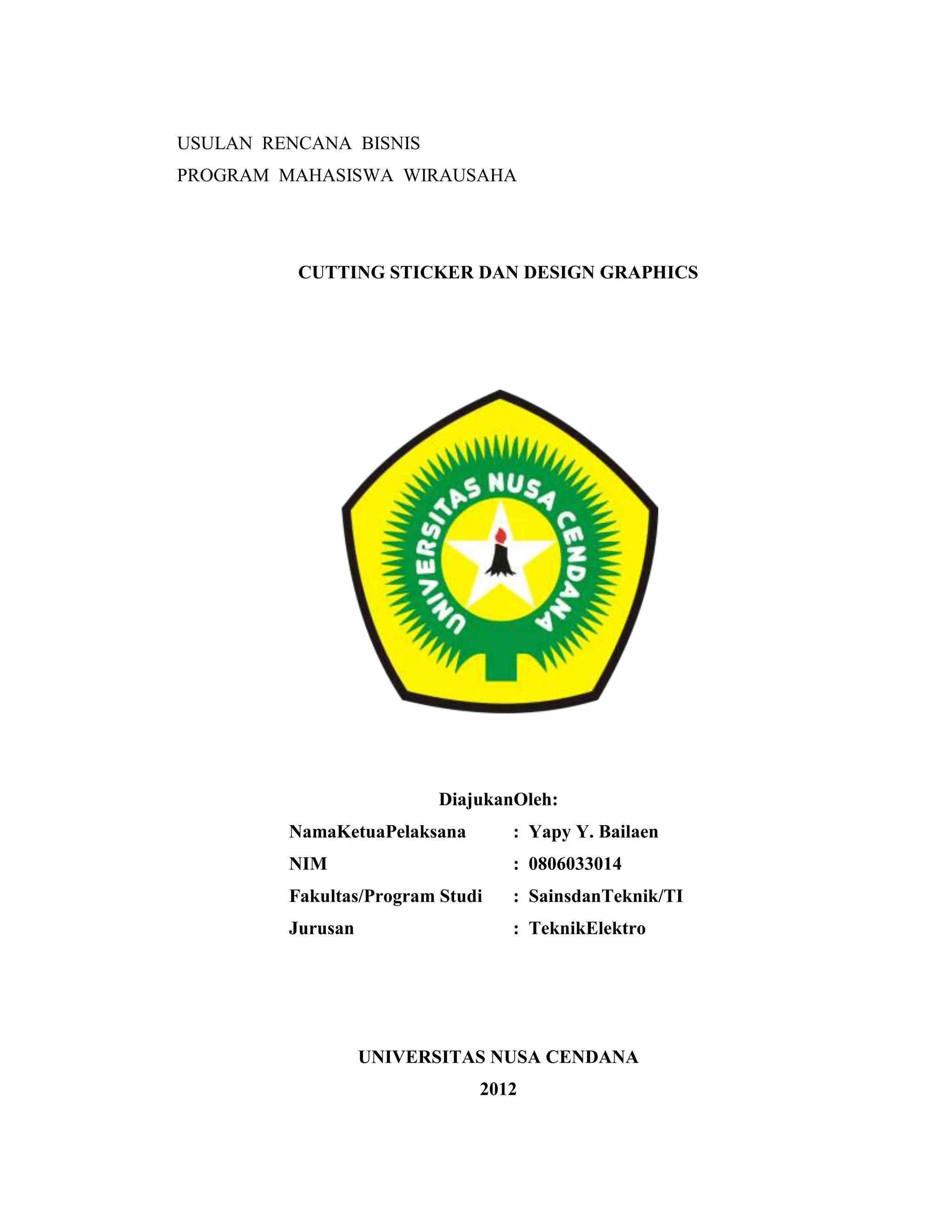 Contoh Proposal (Cutting Sticker dan Design Graphi )Usaha PMW 2012 | DOCX