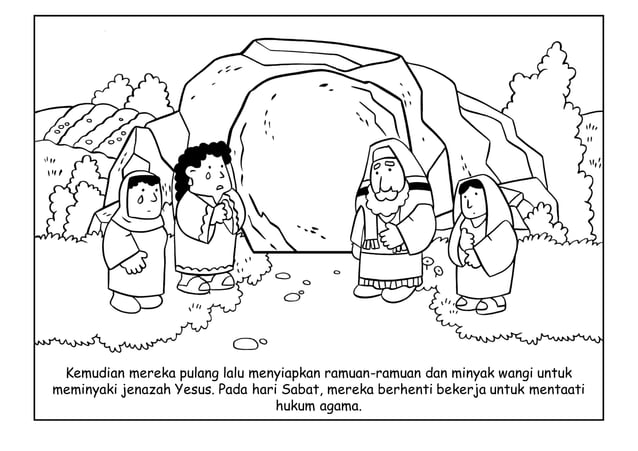 Halaman mewarnai Alkitab - Kisah Paskah