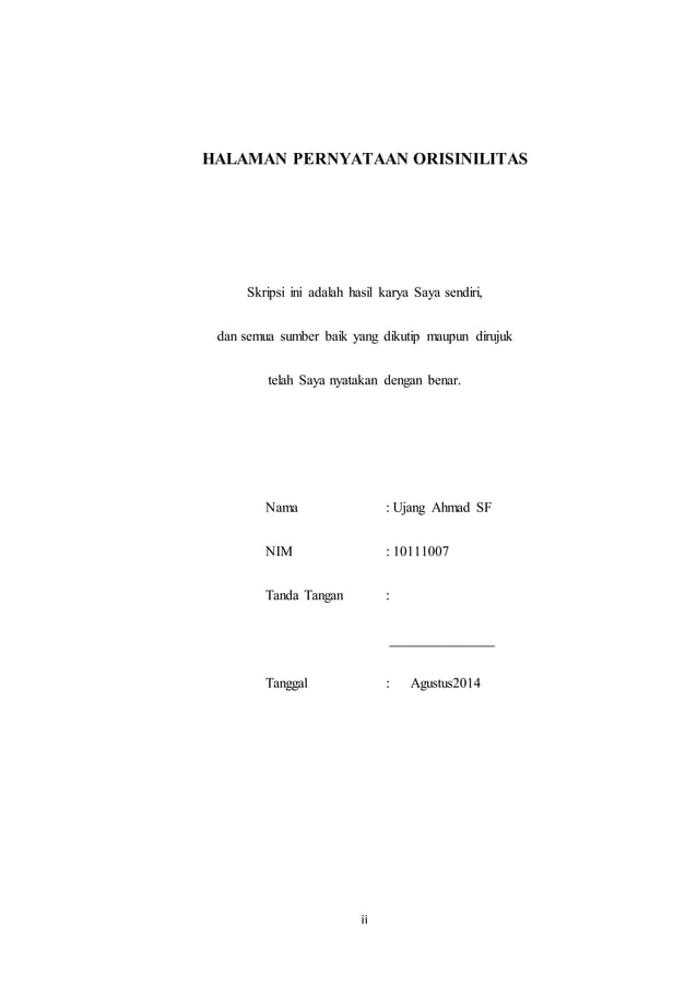 Halaman pernyataan orisinilitas ujang | DOCX