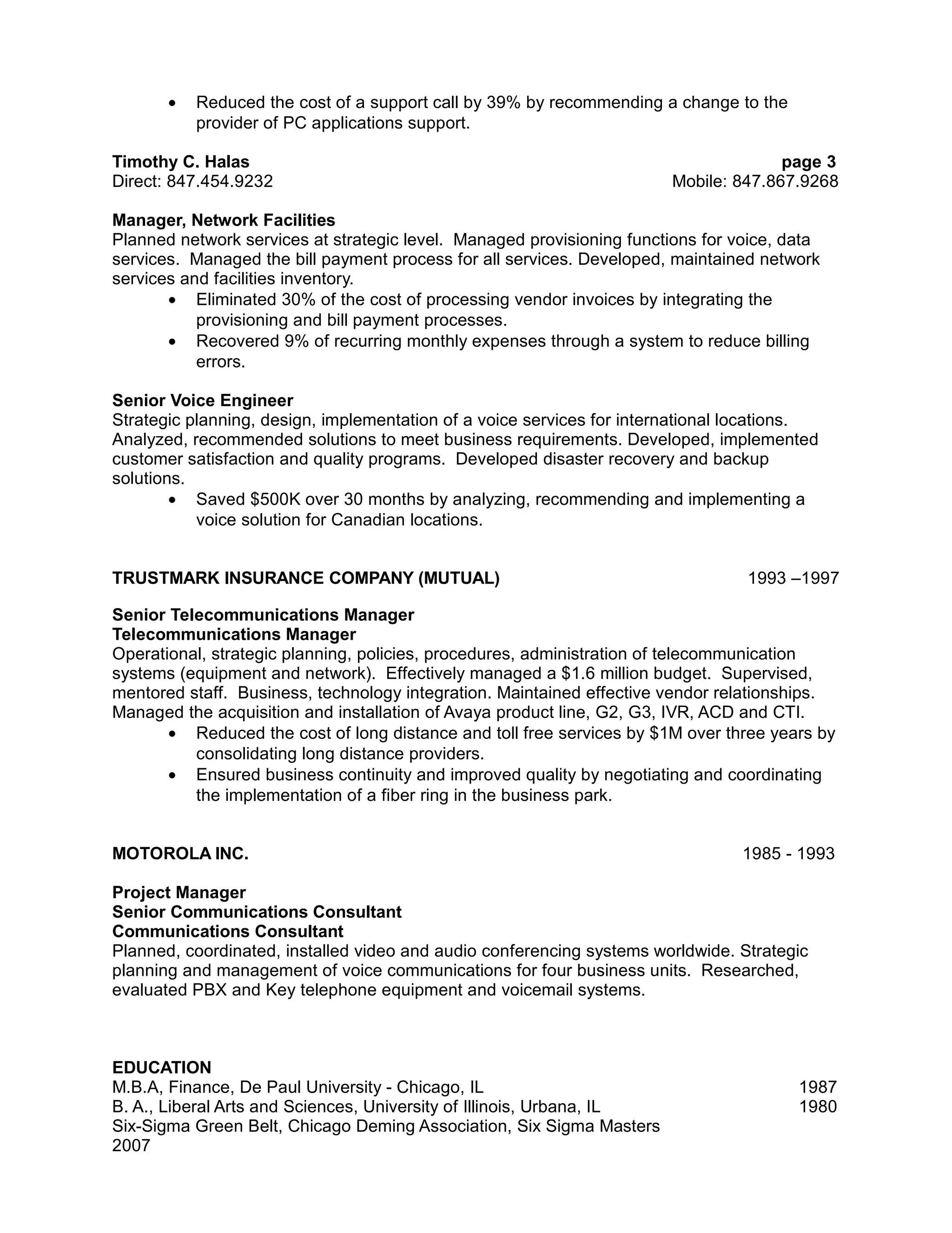 Tim Halas Resume | DOC