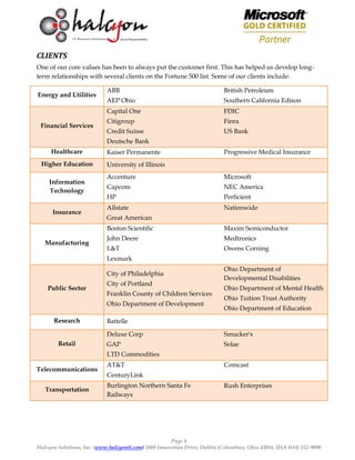 Halcyon Solutions "Statement of Qualifications" | PDF