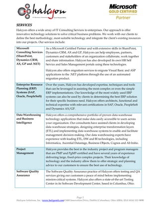 Halcyon Solutions Statement Of Qualifications | PDF