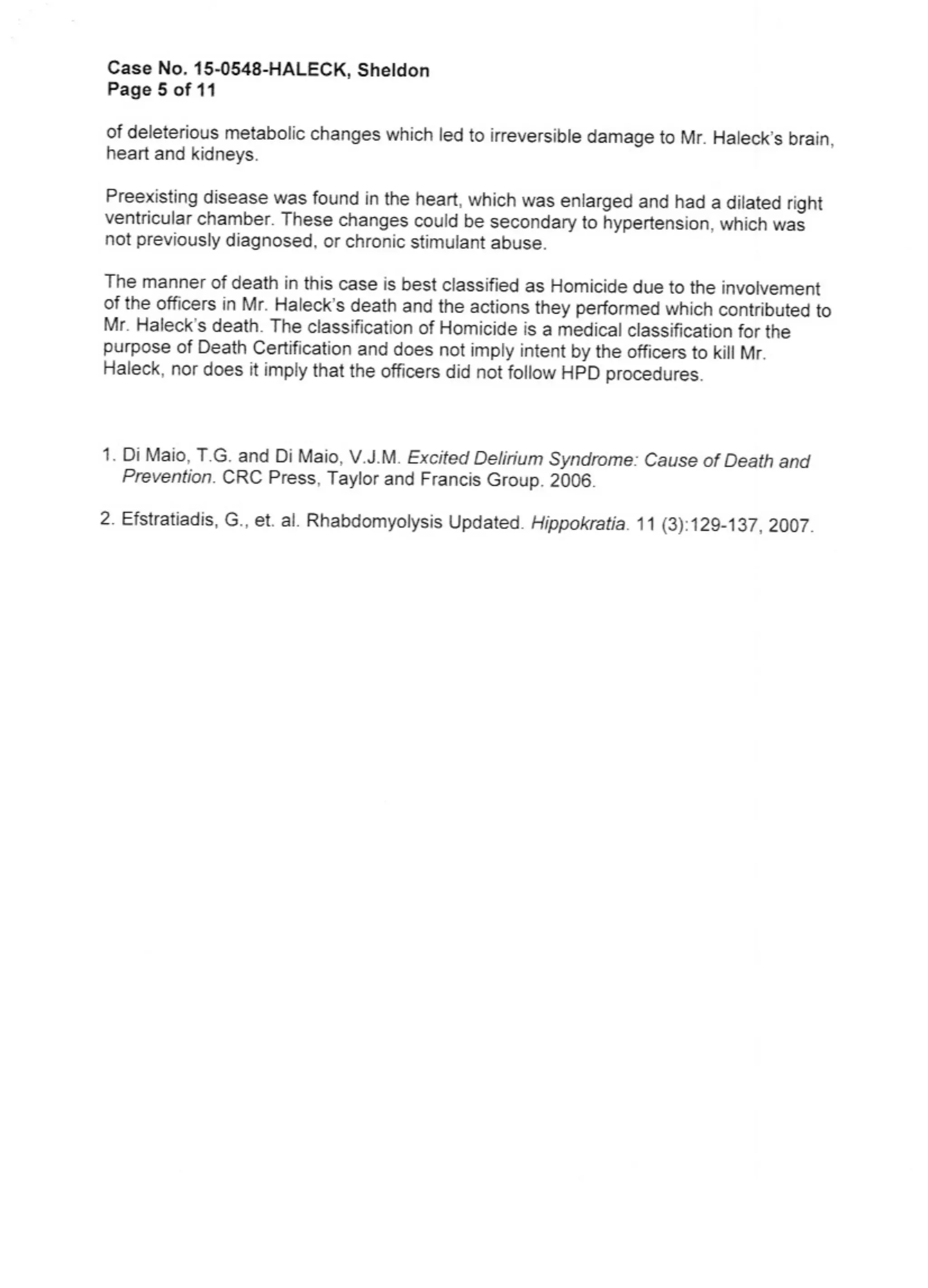 Sheldon Haleck autopsy report | PDF