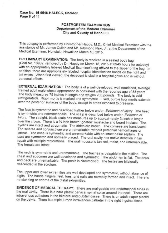 Sheldon Haleck autopsy report | PDF