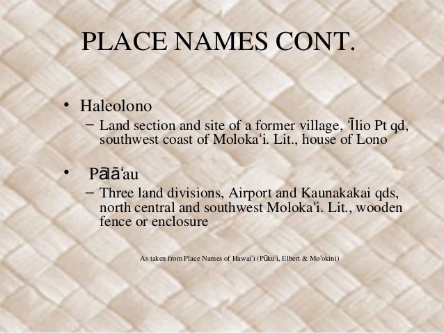 Halemano+place+names