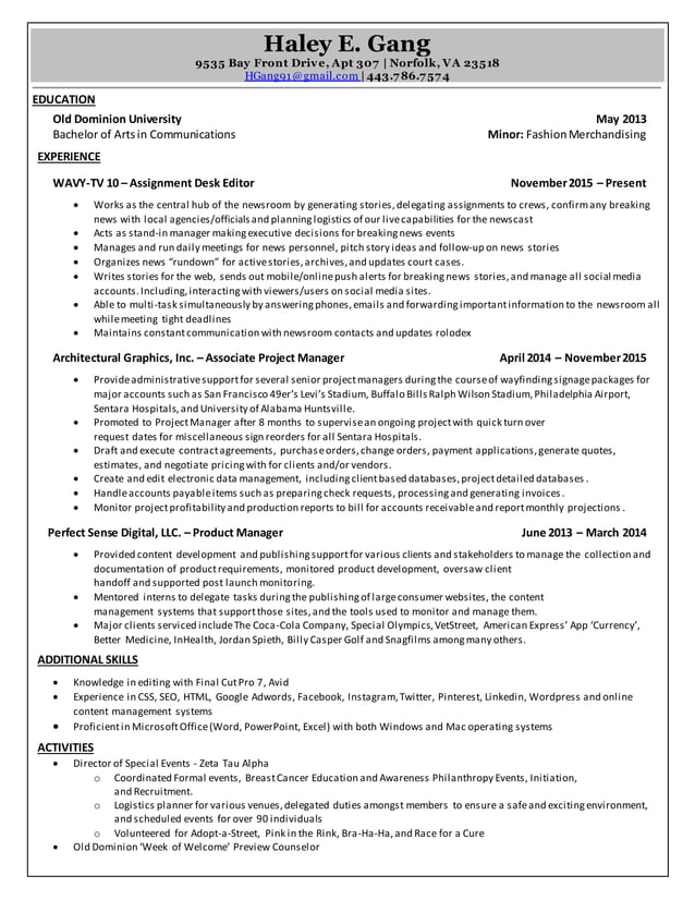 Haley Gang Resume | PDF