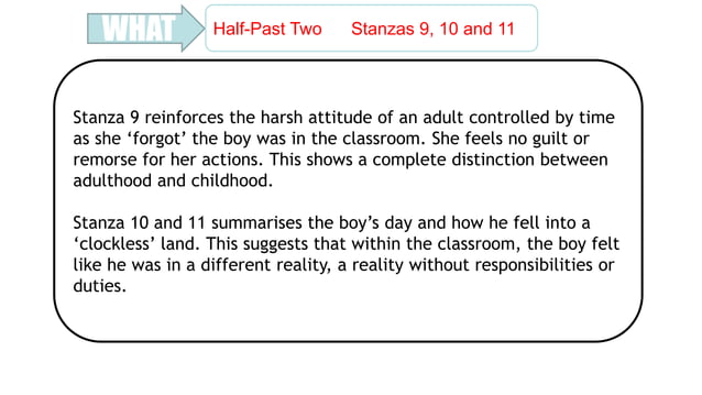 Half past two - U.A. Fanthorpe | PPTX | Poetry | Books and Literature