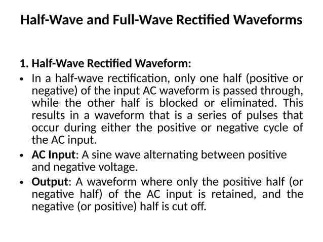 Half-Wave rectifier and Full-Wave rectifier | PPT