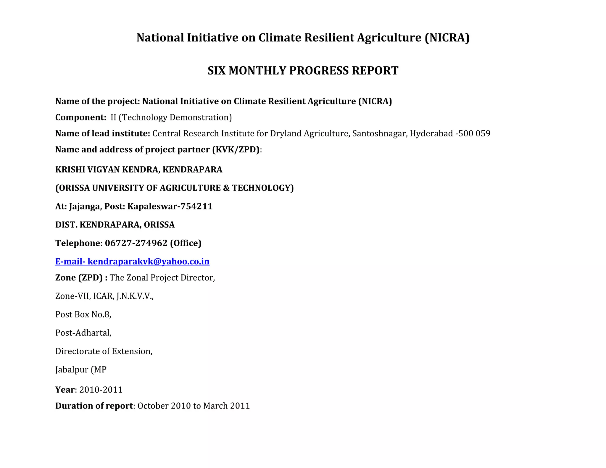 Half yearly report -nicra | DOC