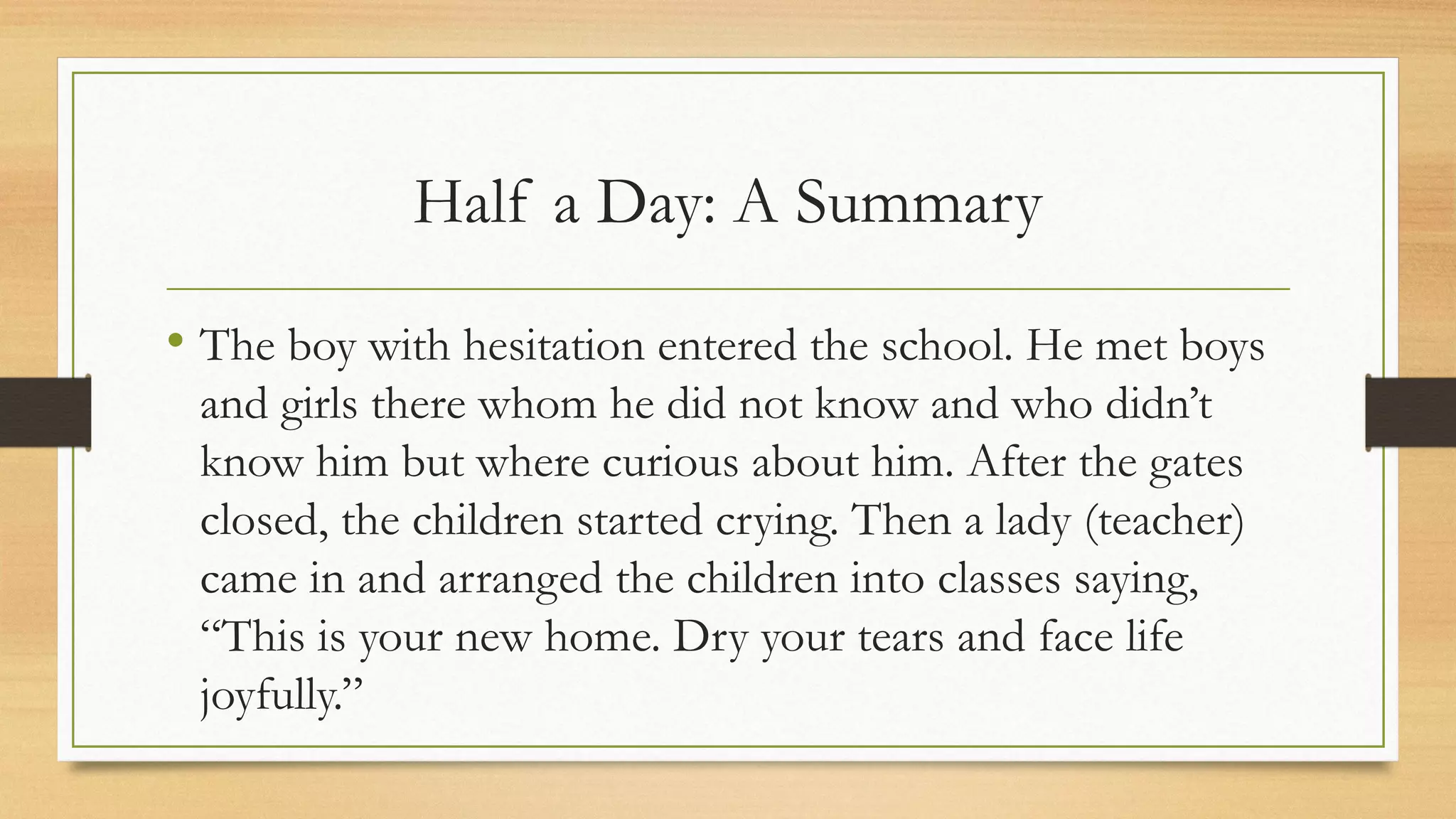 Half A Day by Naguib Mahfouz | PPT