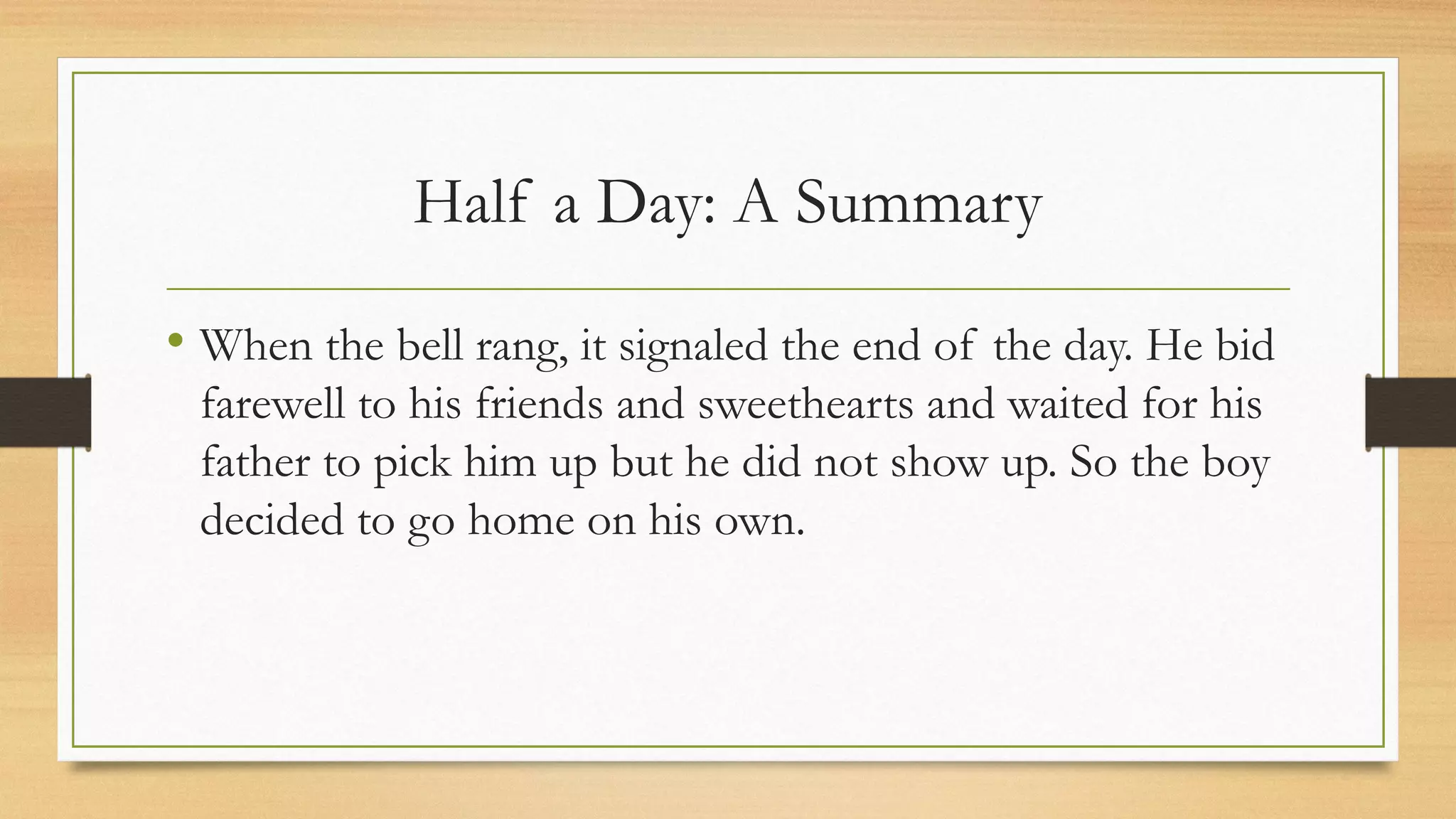 Half A Day by Naguib Mahfouz | PPT