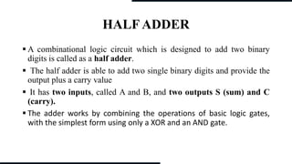 HALF ADDER in Digital Electronics /Computer Organization | PDF