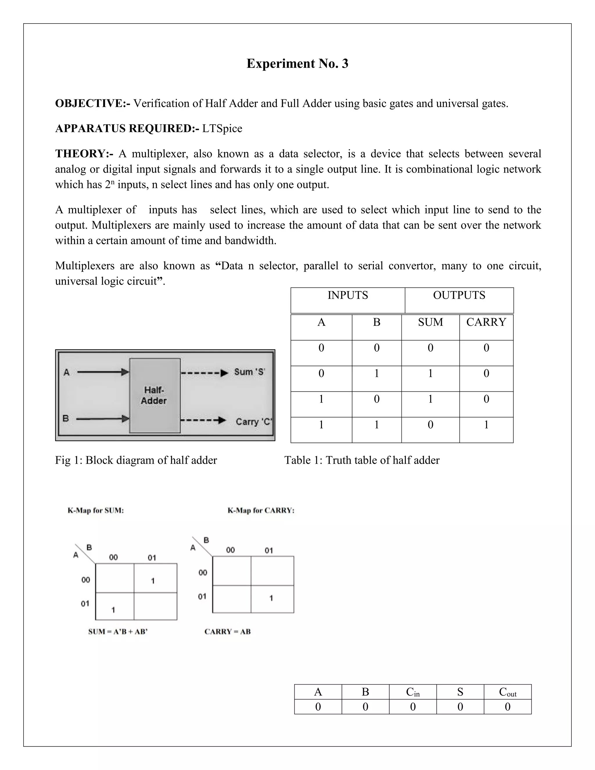 Half adder and full adder | PDF