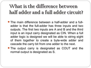 half adder and full adder for logic gate | PDF