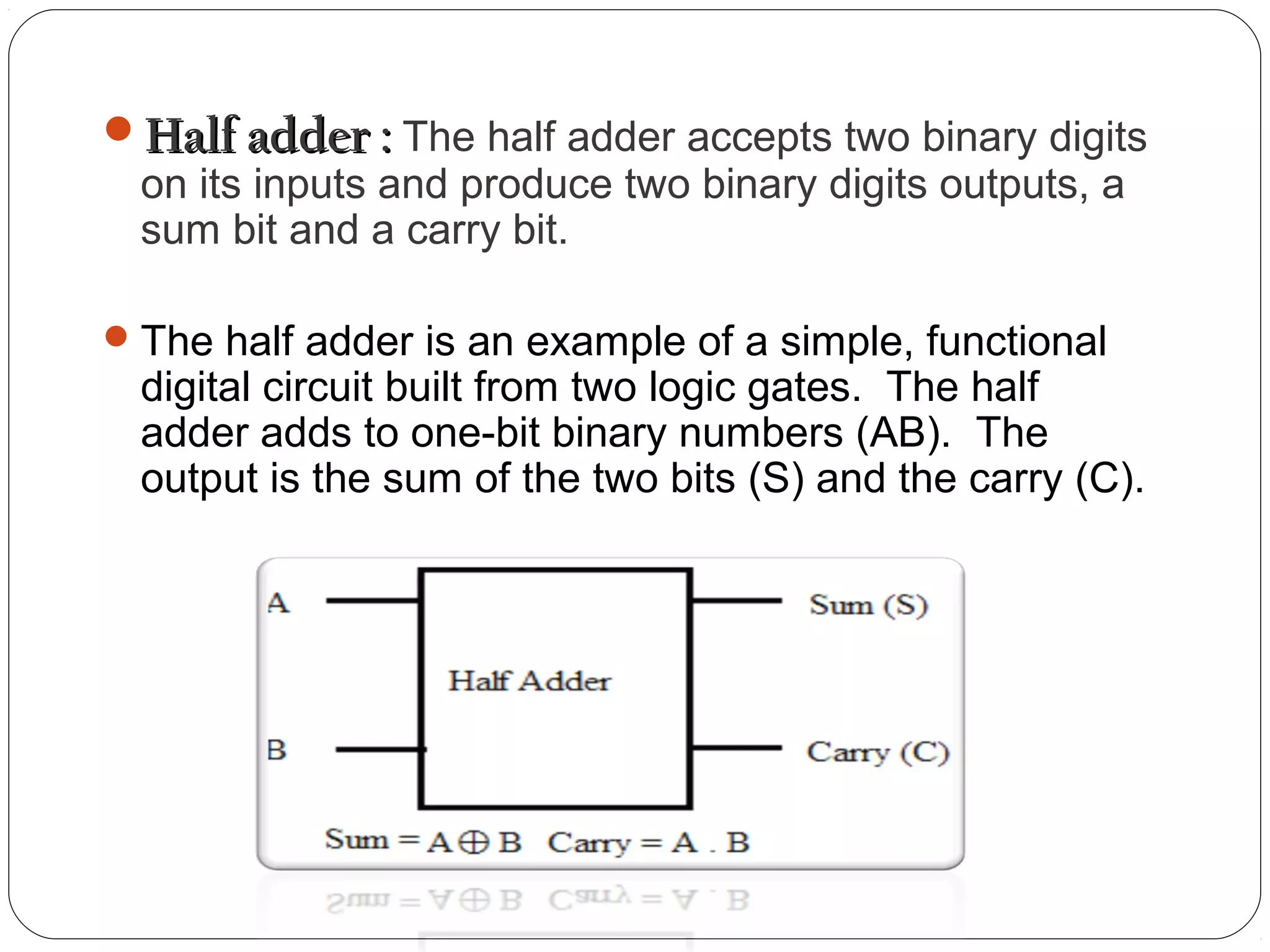 Half adder & full adder | PPT