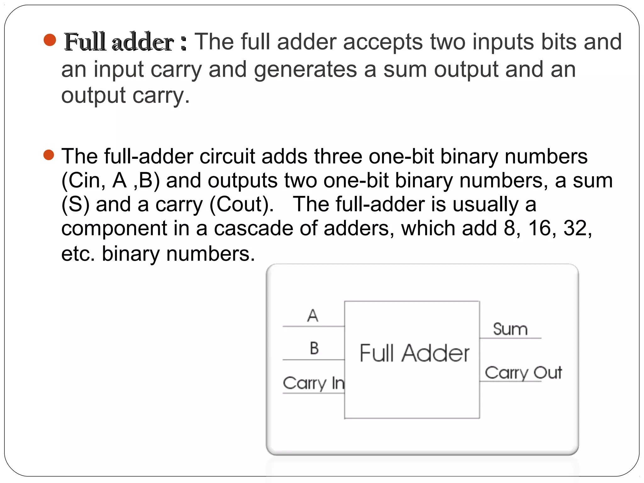 Half adder & full adder | PPT