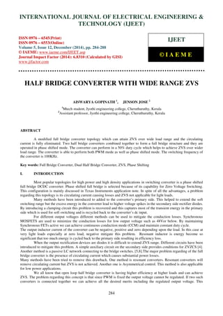 Half bridge converter with wide range zvs | PDF