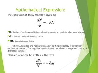Radioactive Decay Half Life Formula