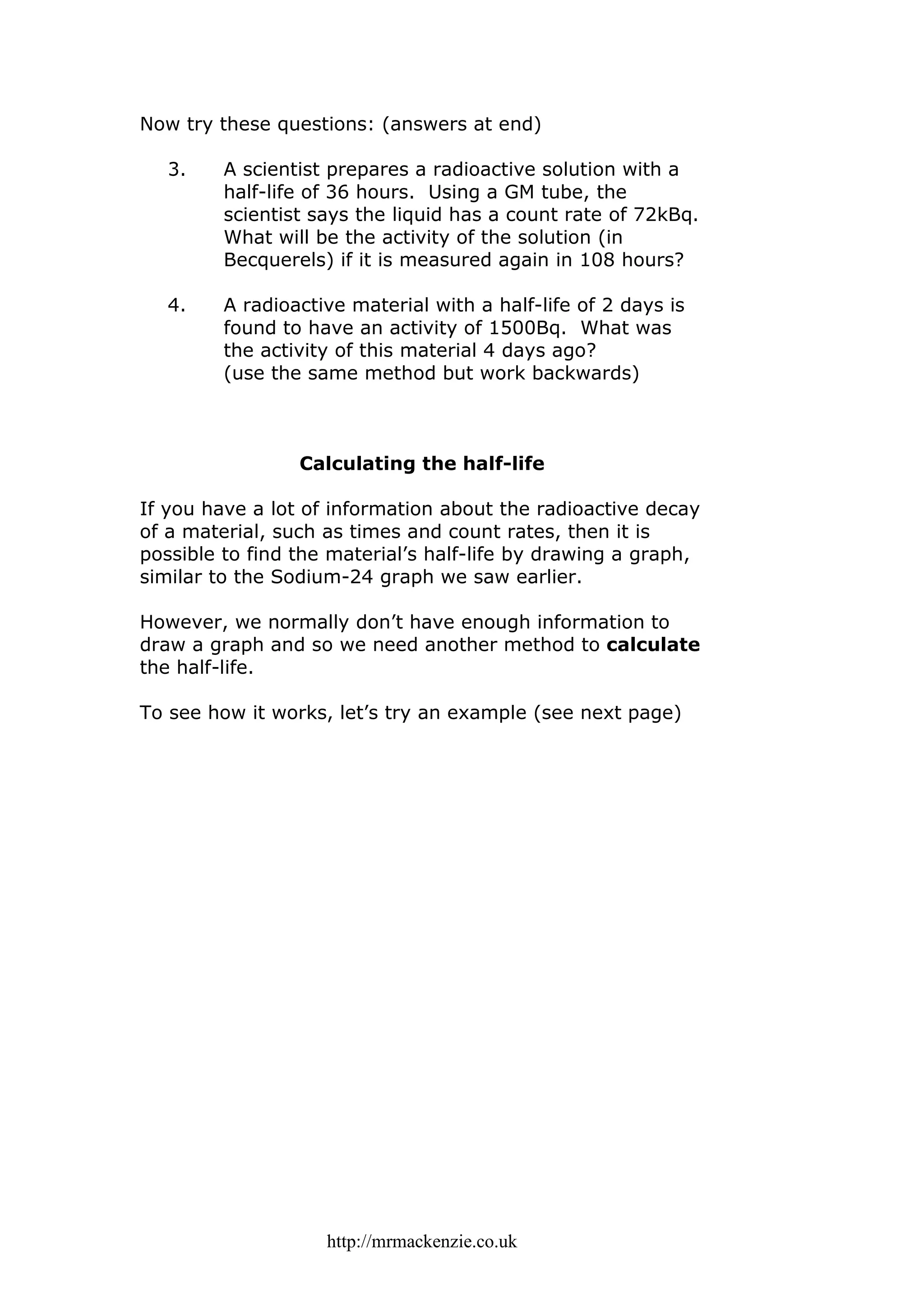 Half life calculations | PDF