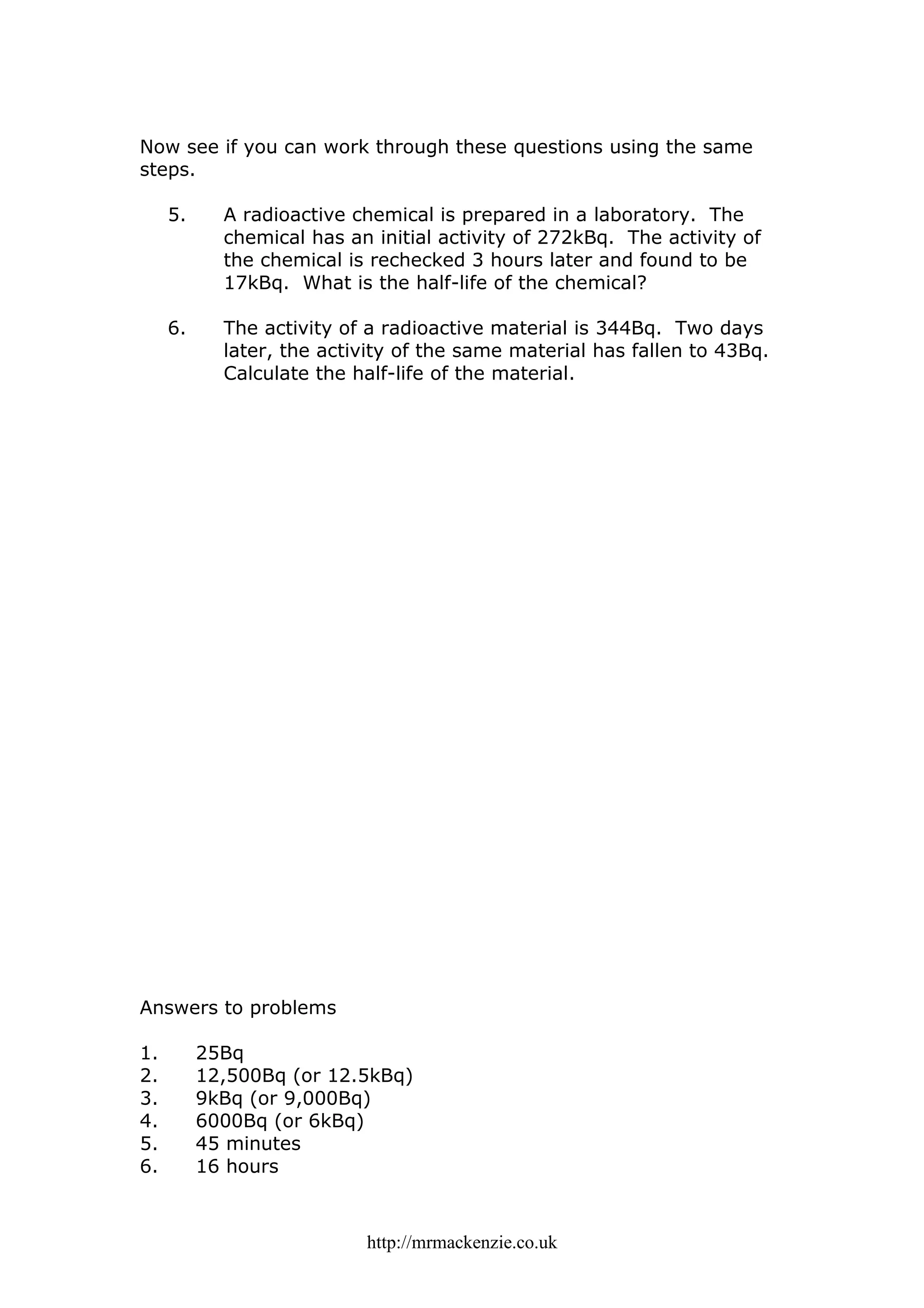 Half life calculations | PDF