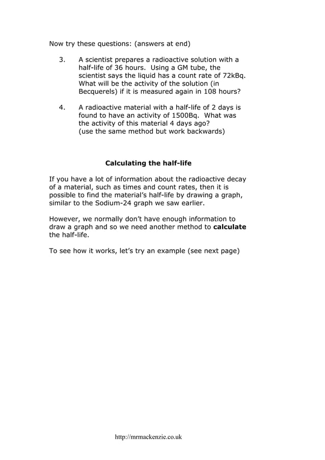 Half life calculations | PDF
