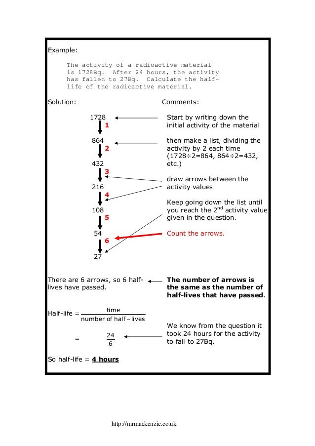 Half Life Calculations Half Life Calculations
