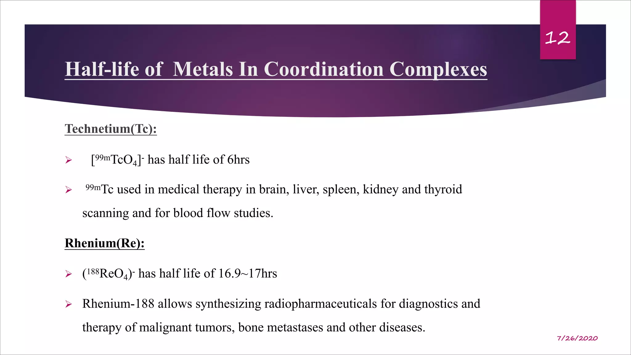 Half life for coordination complexes | PDF