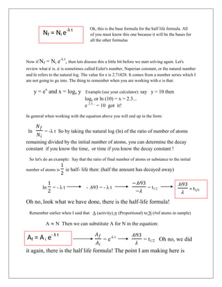 Half life formula | PDF | Chemistry | Science