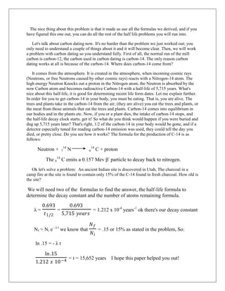 Half life formula | PDF | Chemistry | Science