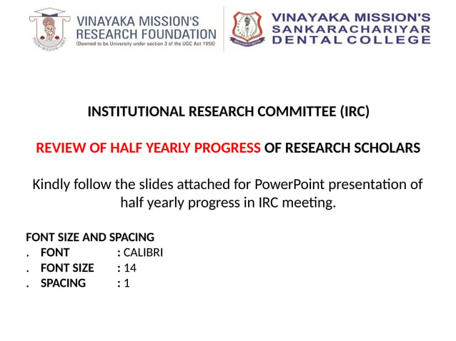 Half Yearly Progress - IRC -sample of half yearly progress report for ...