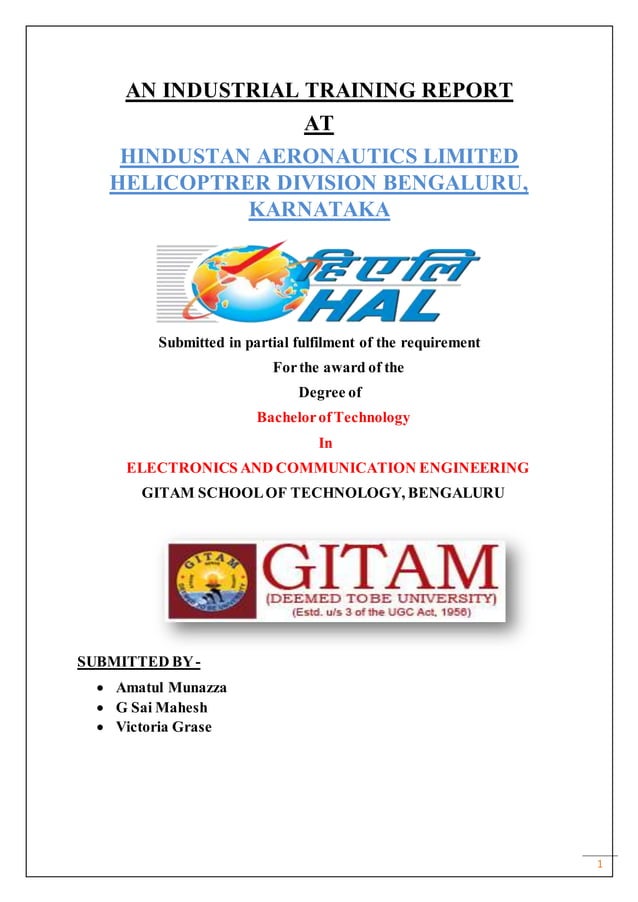 Hal helicopter division report | DOCX