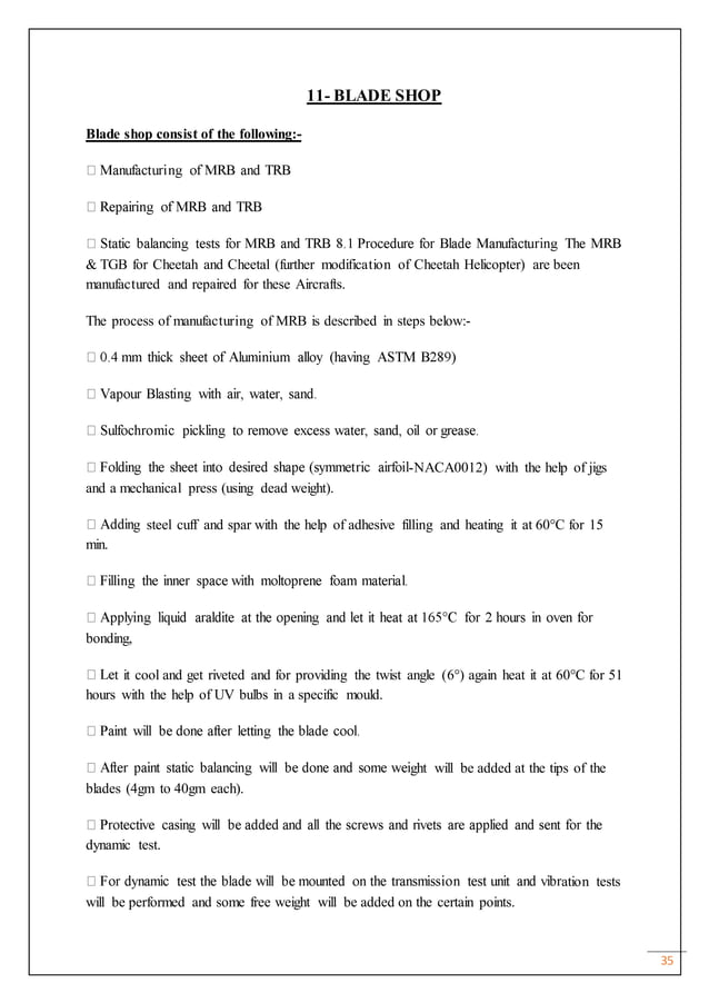 Hal helicopter division report | DOCX