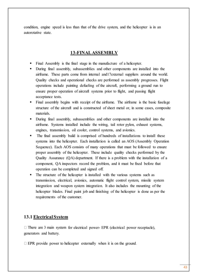 Hal helicopter division report | DOCX