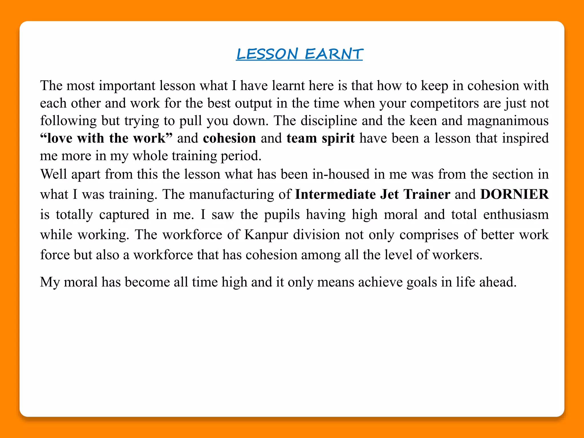 TRAINING REPORT ON HAL IJT & DORNIER | PPTX