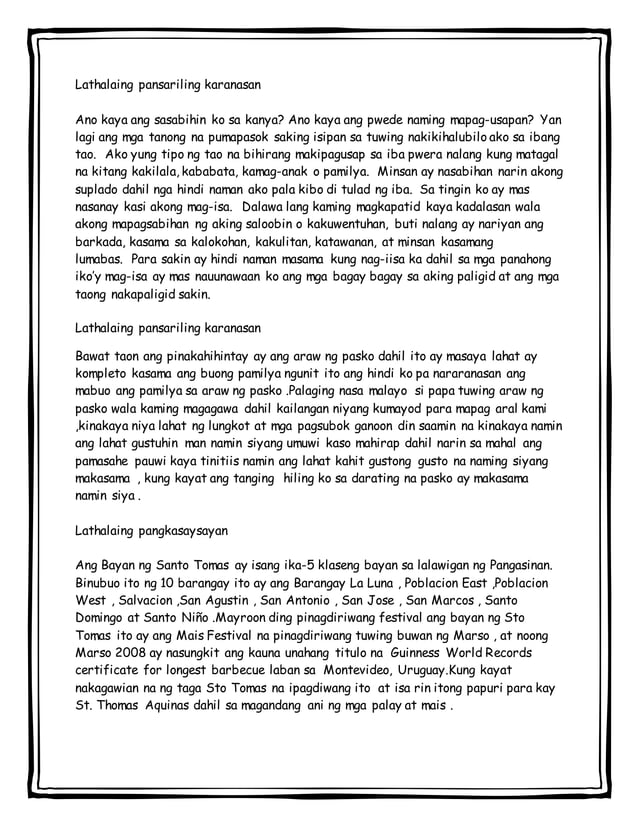 Halimbawa ng mga Lathalain 2 | PDF