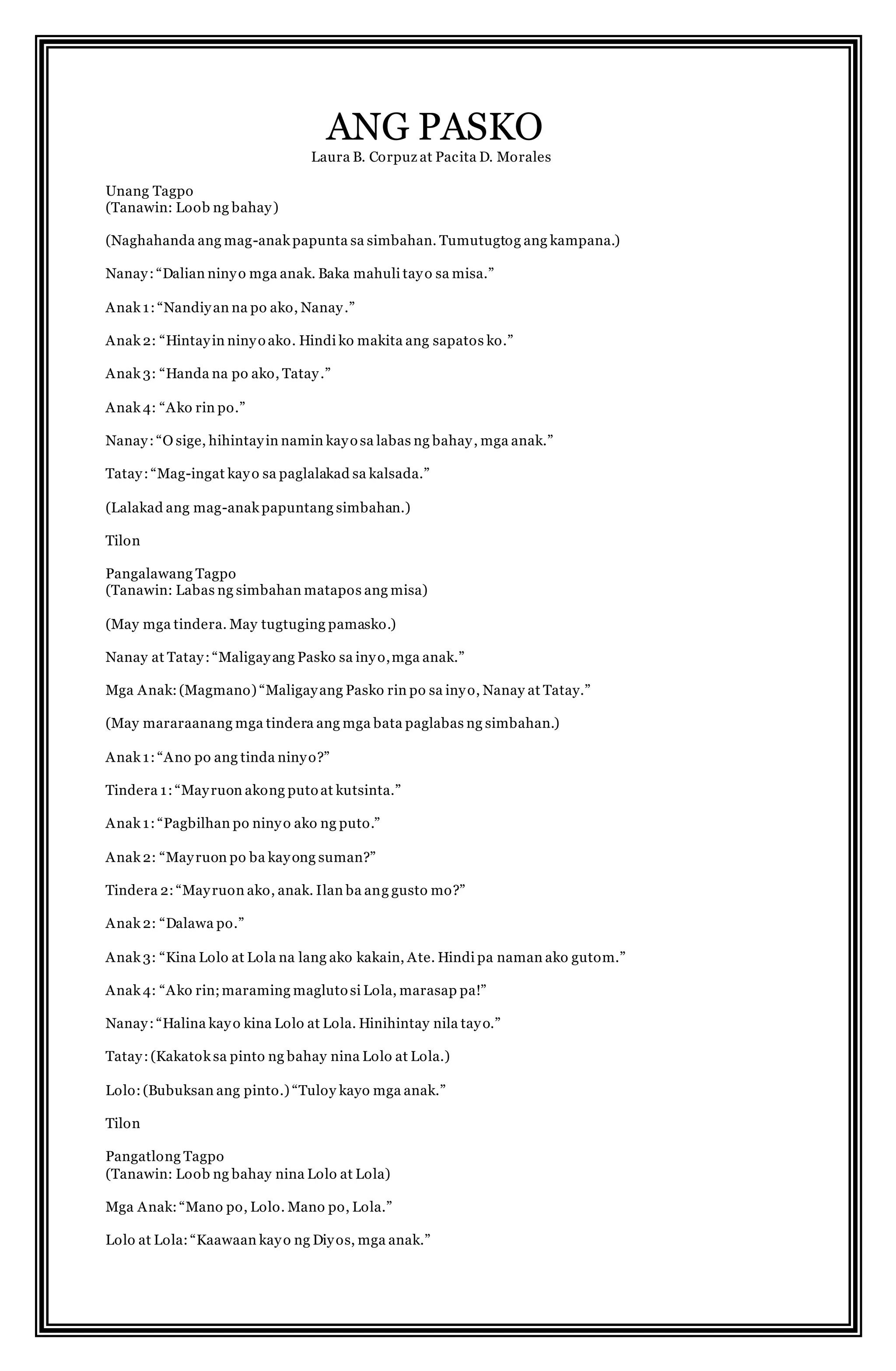 HALIMBAWA NG MGA DULA | DOCX