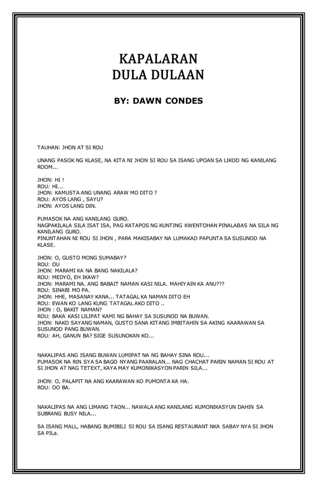 HALIMBAWA NG MGA DULA | DOCX