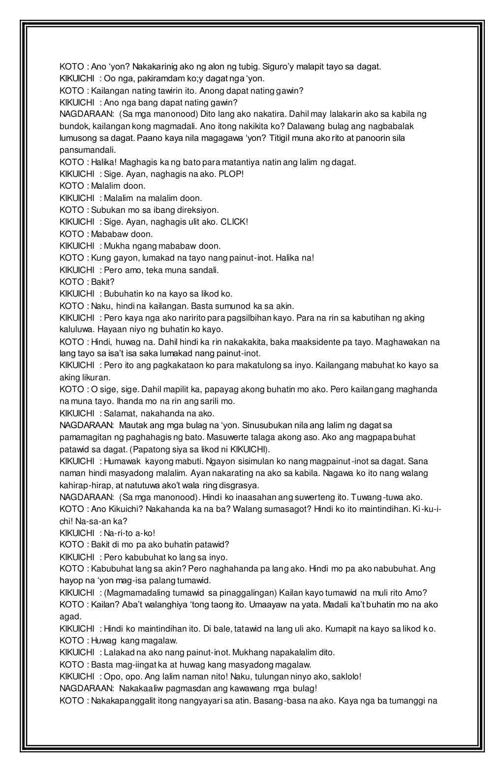 HALIMBAWA NG MGA DULA