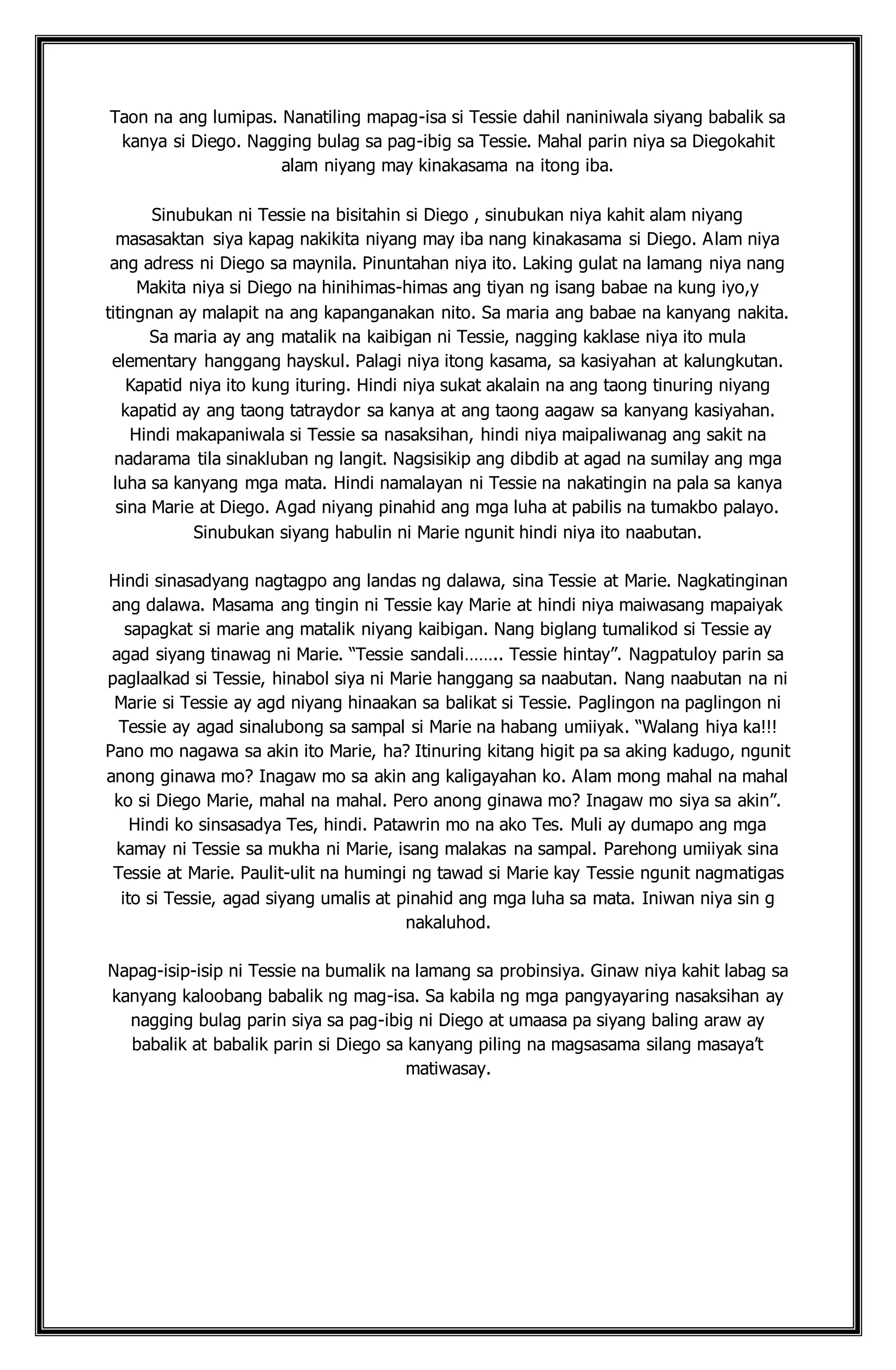 HALIMBAWA NG MAIKLING KWENTO | DOCX