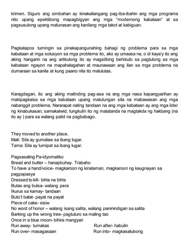 Halimbawa ng pagsasaling wika | DOCX