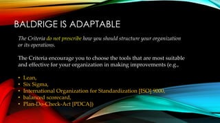 Visualizing the Understanding of "Baldrige Excellence Model" | PPT