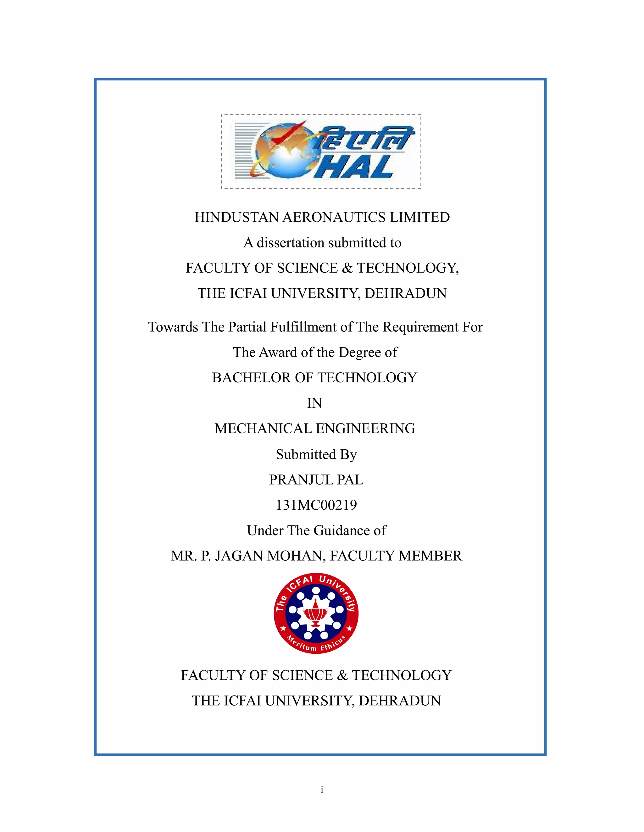 HAL, AIRCRAFT-DIVISON,BANGLORE,SUMMER TRAINING REPORT | PDF