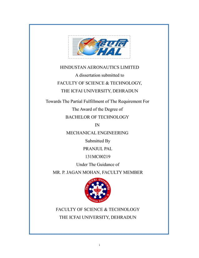 HAL, AIRCRAFT-DIVISON,BANGLORE,SUMMER TRAINING REPORT | PDF