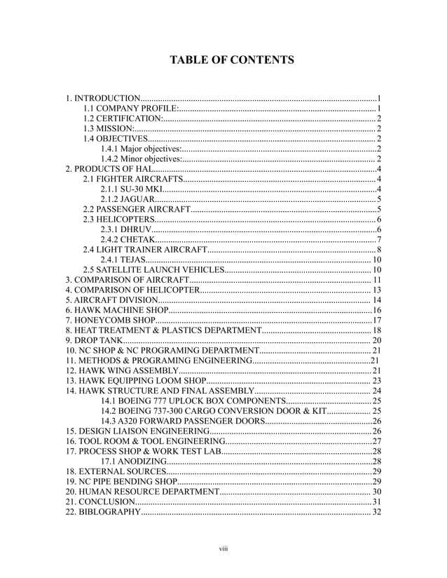 HAL, AIRCRAFT-DIVISON,BANGLORE,SUMMER TRAINING REPORT | PDF