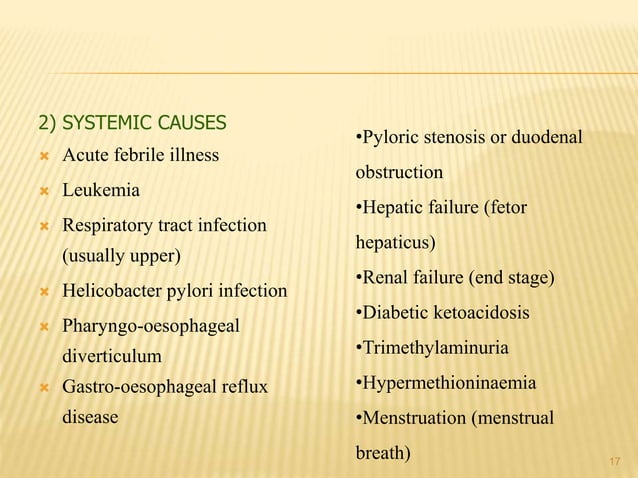 Halitosis | PPTX | Dental Health | Diseases and Conditions