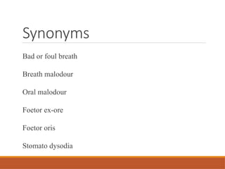 halitosis.pptx Halitosis periodontology carranza | PPTX