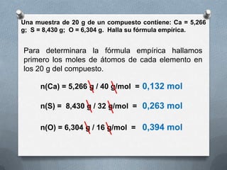 Hallar la fórmula empírica ca s2o3 | PPTX