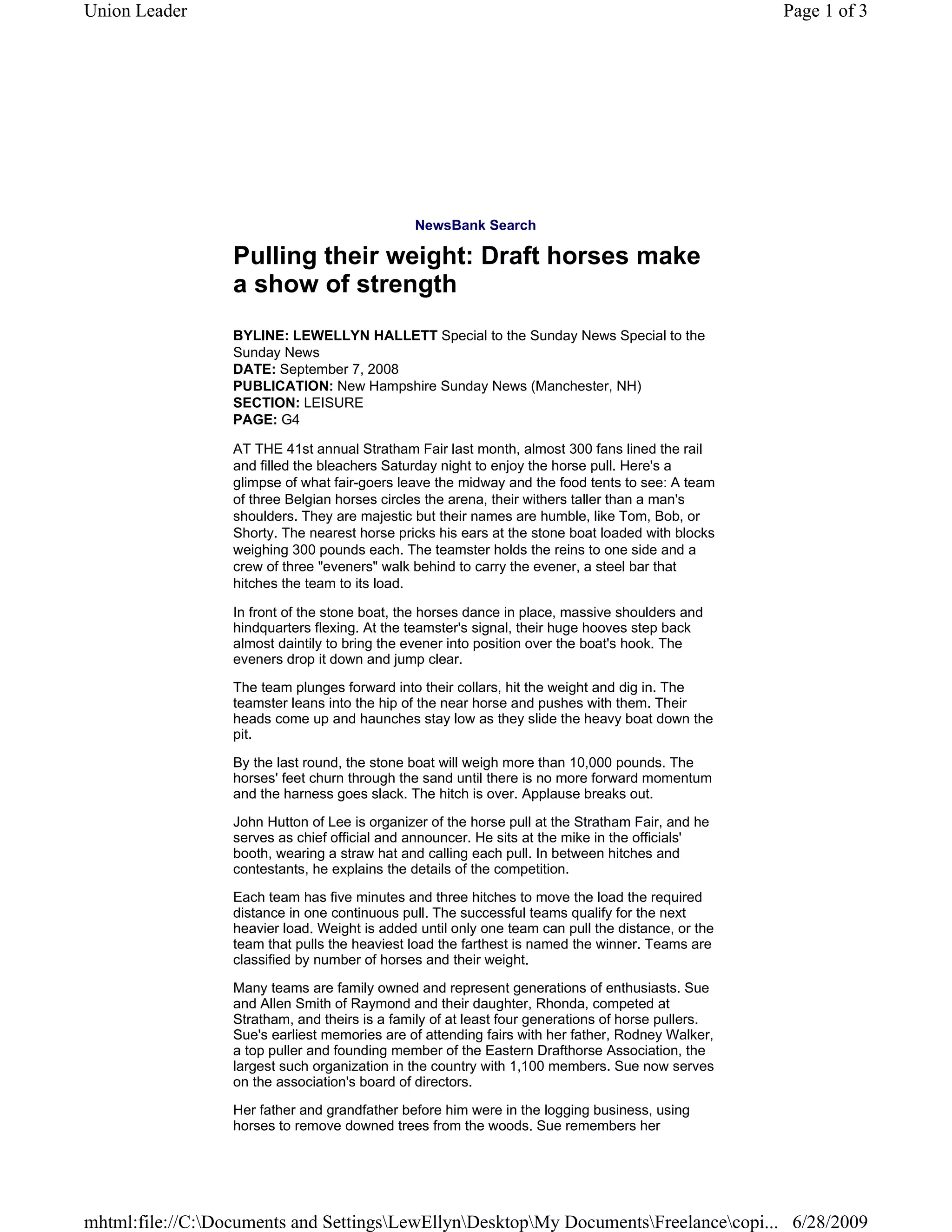 Pulling their weight: draft horses make a show of strength | PDF